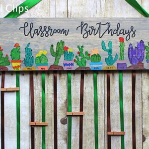 Birthday Calendar- Birthday Chart Cactus- Classroom Decor- Teacher Gift ...