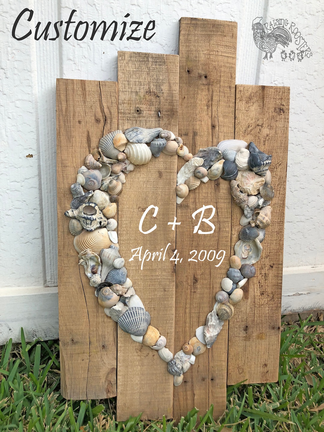 Shell Heart Sign- Beach Sign- Shell Art- Beach Wedding Sign ...