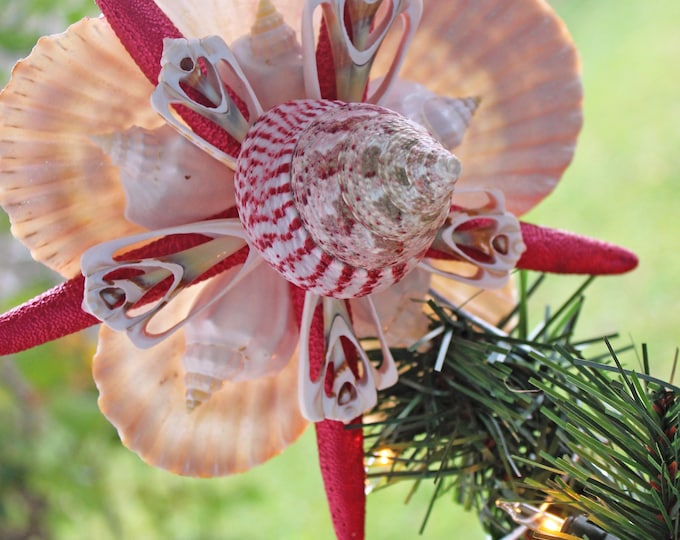 Sea Shell Tree Topper- Christmas Tree Topper- Red Tree Topper - Beach ...