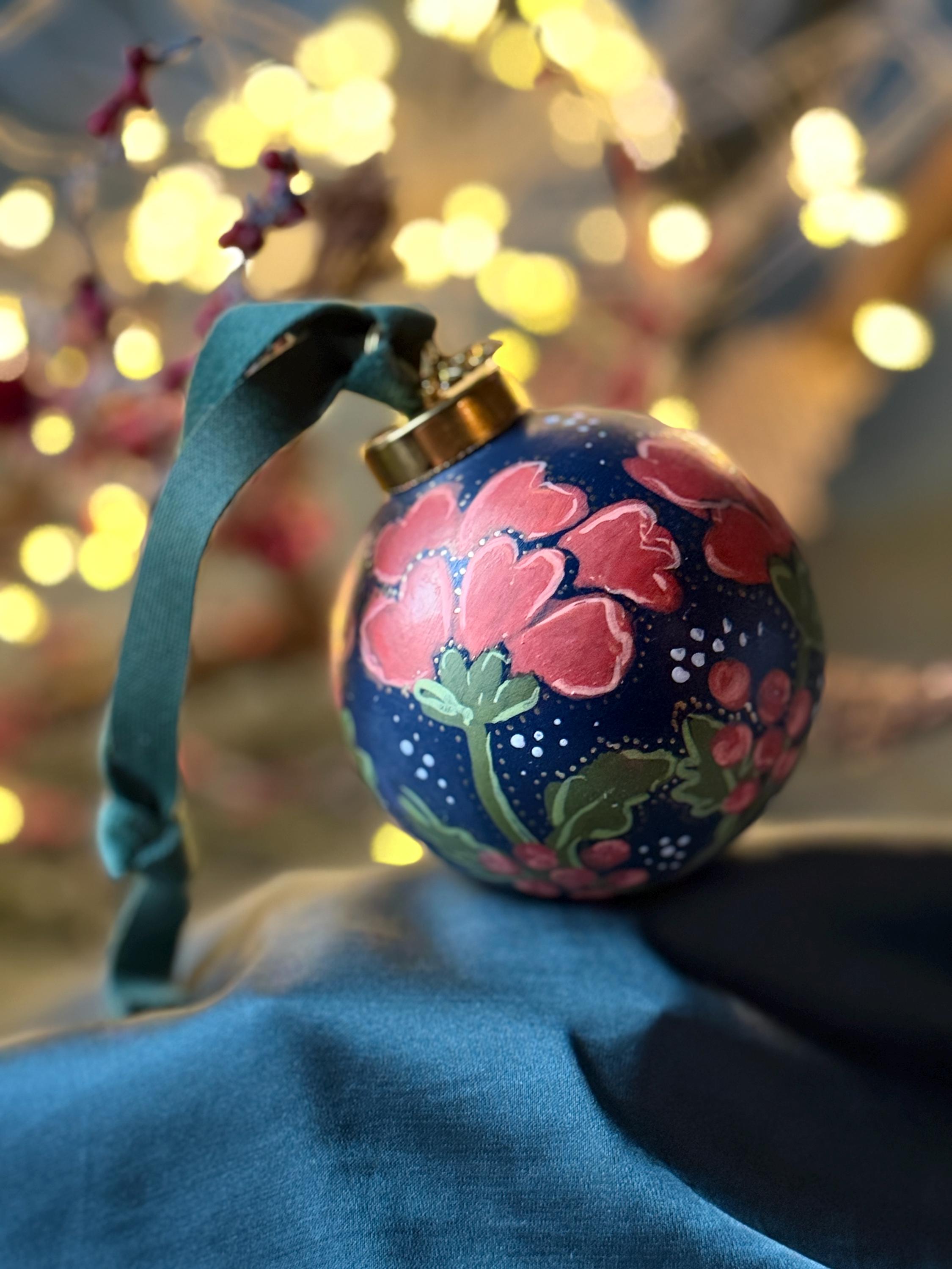 Hand-painted Ceramic Bold Tones Christmas Ornament - Etsy