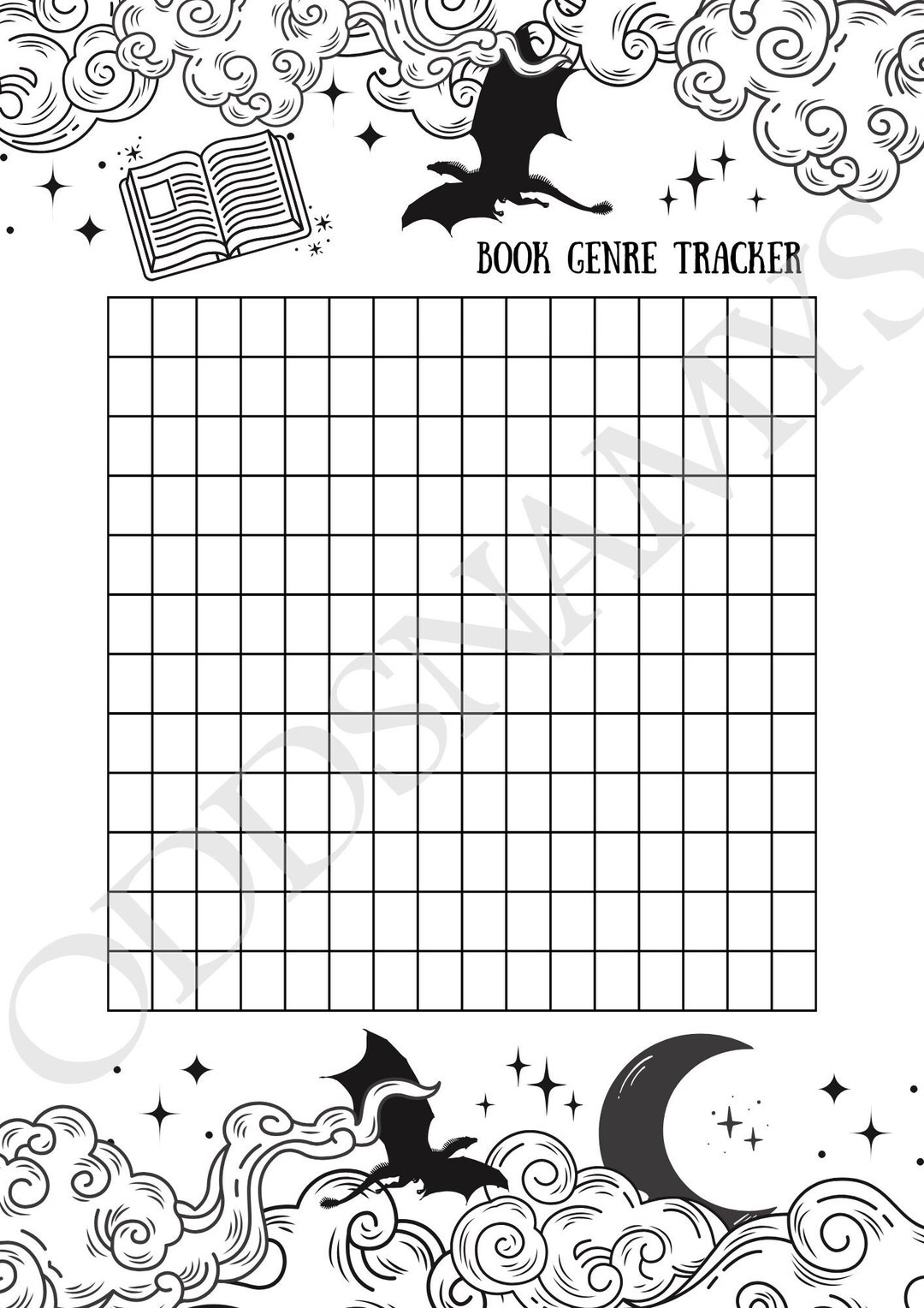 Print Your Own and Colour in Book Genre Tracker, Dragon Book Genre ...