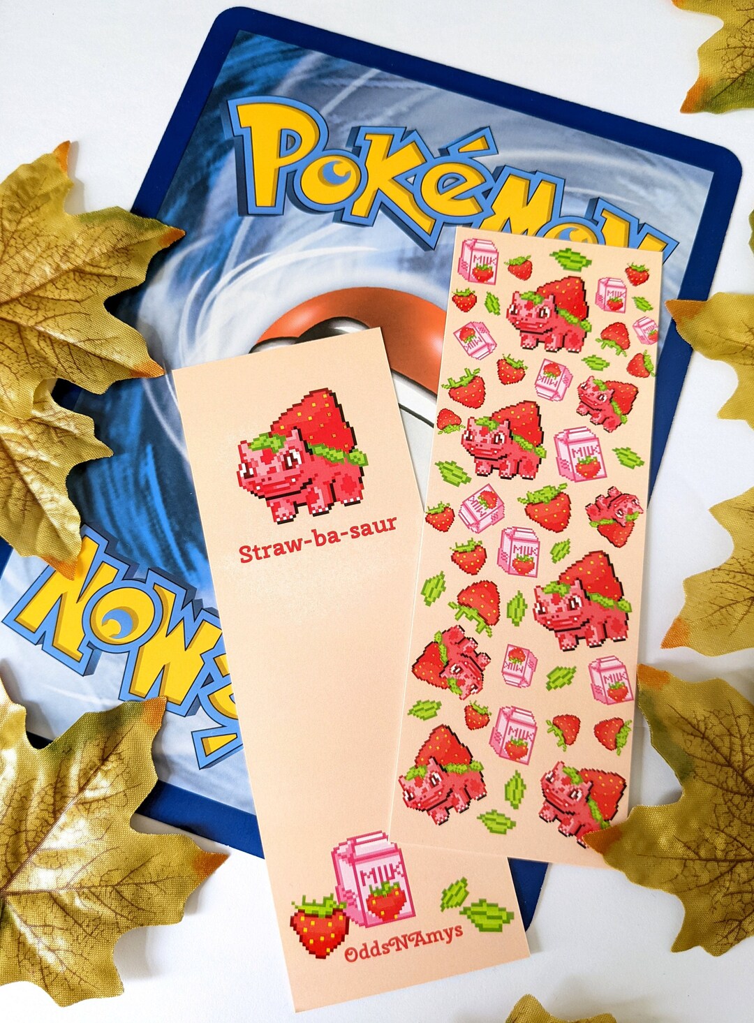 Strawberry Bulbasaur Card Bookmark, Pixel Art, Gloss Laminated - Etsy UK