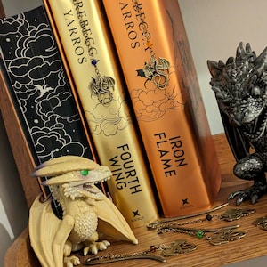 Fourth Wing Iron Flame Dragon Bookmarks, Dragon Colour Bookmarks, Metal ...