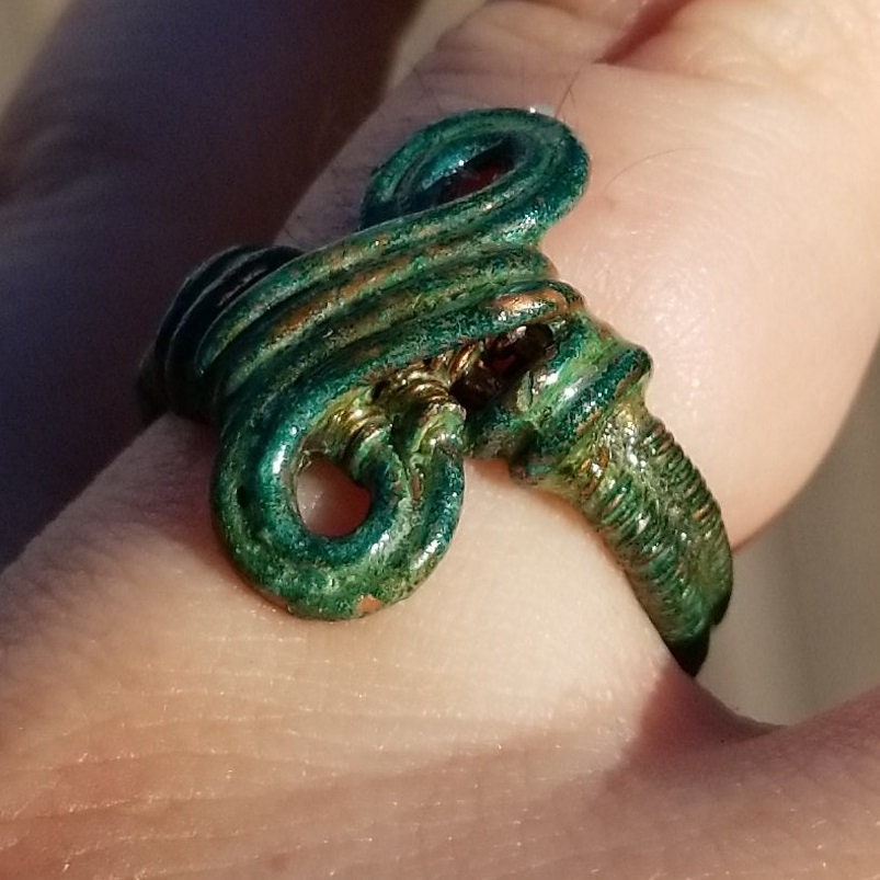 Green Copper Ring // Green Patina Ring // Woven Wire Ring // Minimalist ...