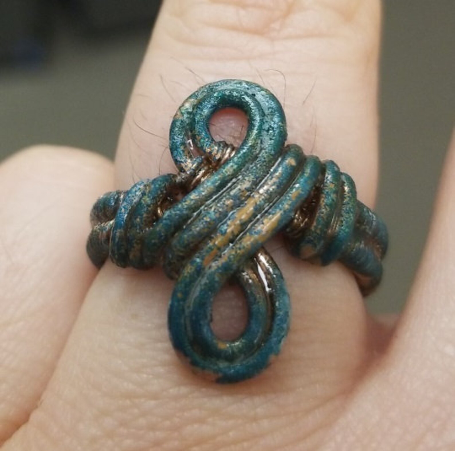 Green Copper Ring // Green Patina Ring // Woven Wire Ring // - Etsy