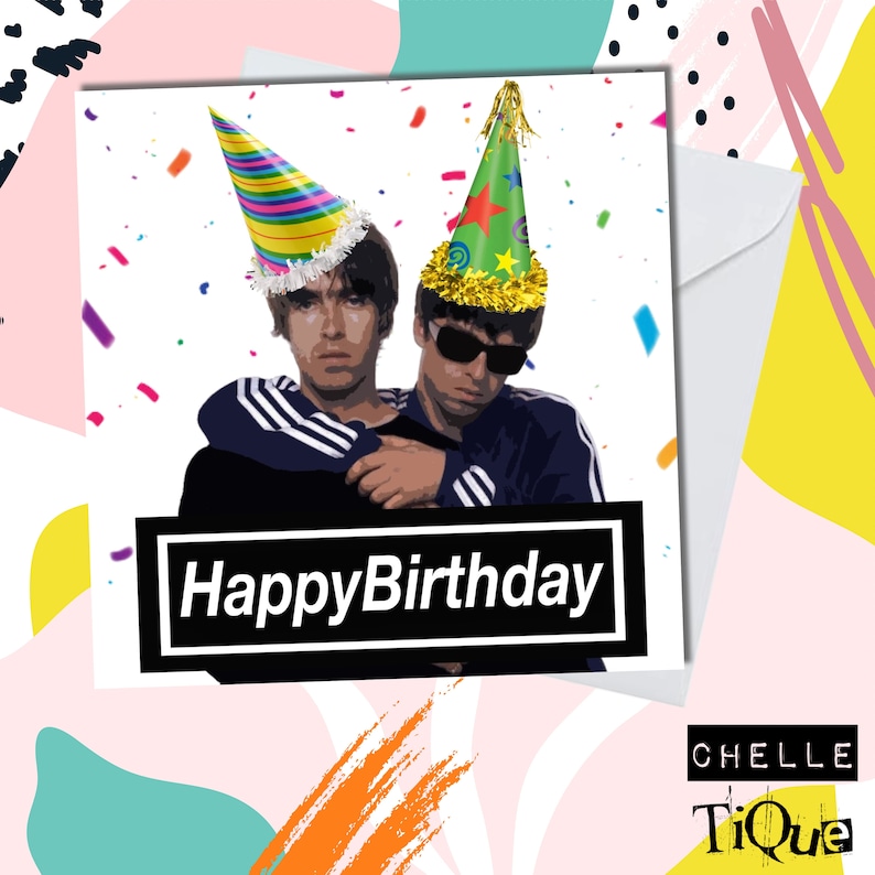 Oasis Happy Birthday Card // Liam Gallagher Noel Gallagher | Etsy