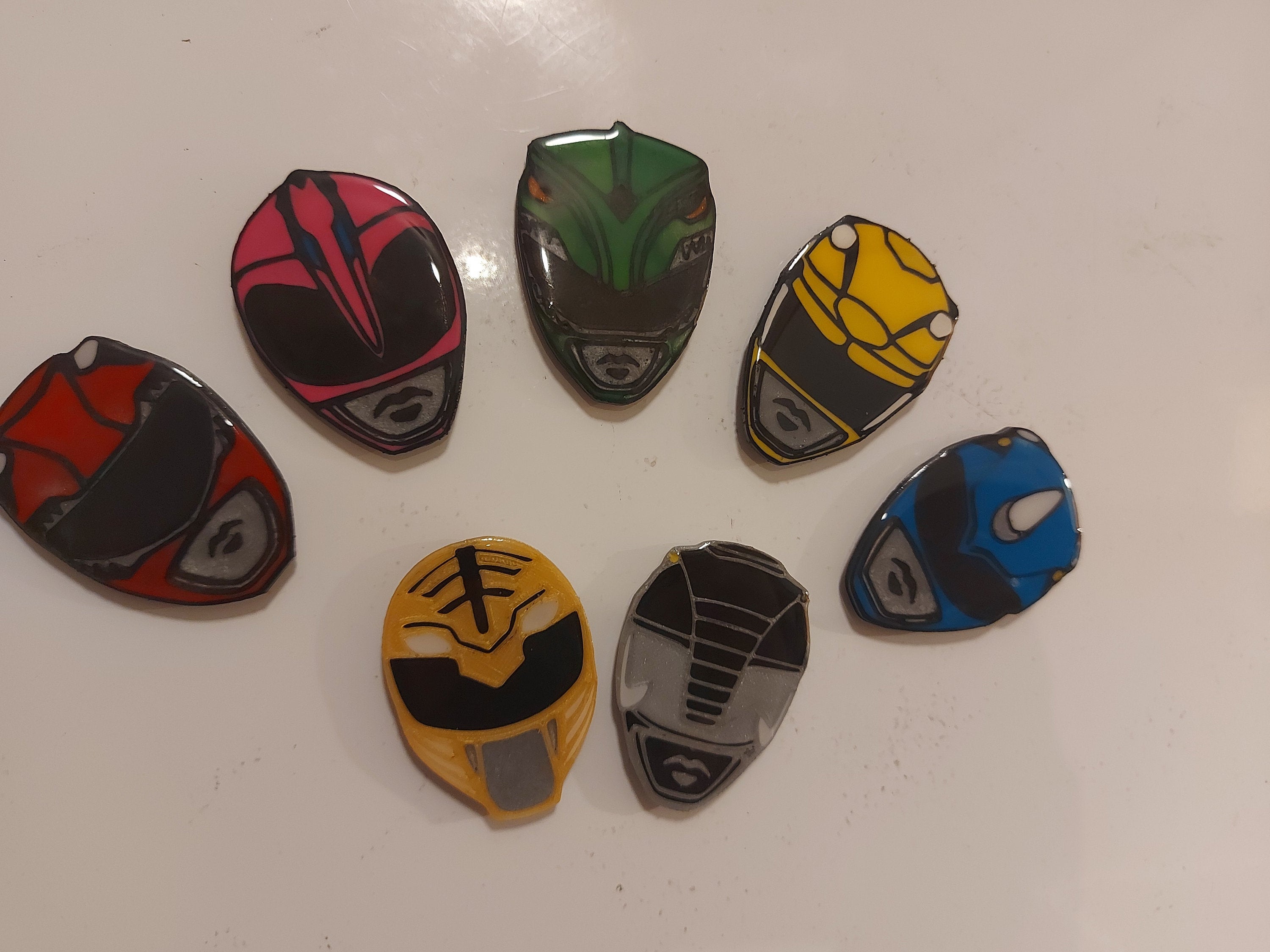 7 Piece 3D Printed Power Ranger Helmet Magnet Set - Etsy