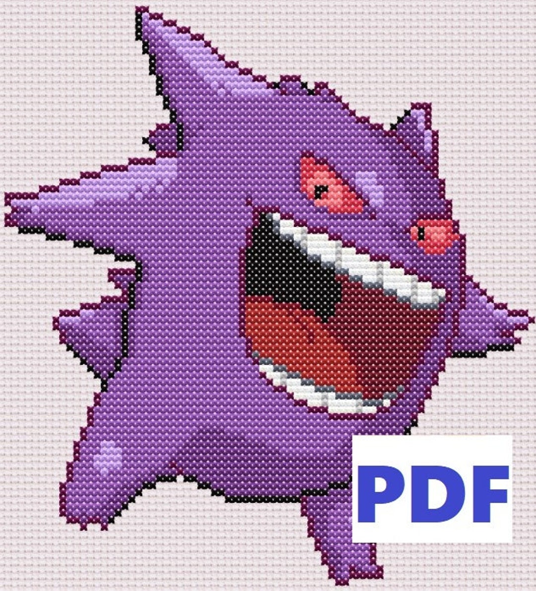 Gengar Cross Stitch PDF Pattern - Pokemon Inspired - Etsy