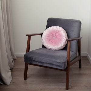 Throw Round Pink Pillow and Matching Crochet Coaster Set, Pintuck ...