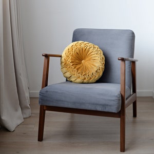Yellow Round Pillow for Spring Inspiration, Mustard Throw Circle Pillow ...