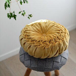 Yellow Round Pillow for Spring Inspiration, Mustard Throw Circle Pillow ...