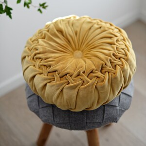 Yellow Round Pillow for Spring Inspiration, Mustard Throw Circle Pillow ...