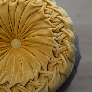 Yellow Round Pillow for Spring Inspiration, Mustard Throw Circle Pillow ...