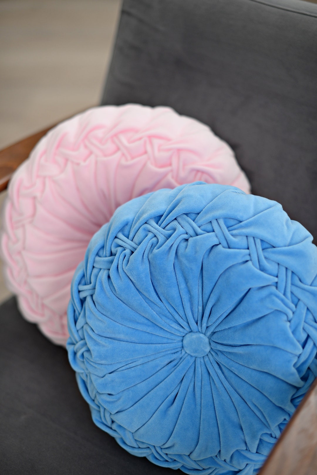 Blue and Pink Velvet Pillows Set as an Elegant Duet for a Cozy Home ...