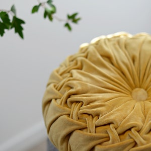 Yellow Round Pillow for Spring Inspiration, Mustard Throw Circle Pillow ...