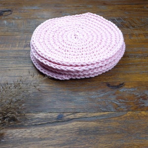 Throw Round Pink Pillow and Matching Crochet Coaster Set, Pintuck ...