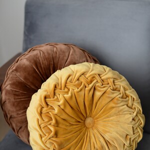 Yellow Round Pillow for Spring Inspiration, Mustard Throw Circle Pillow ...