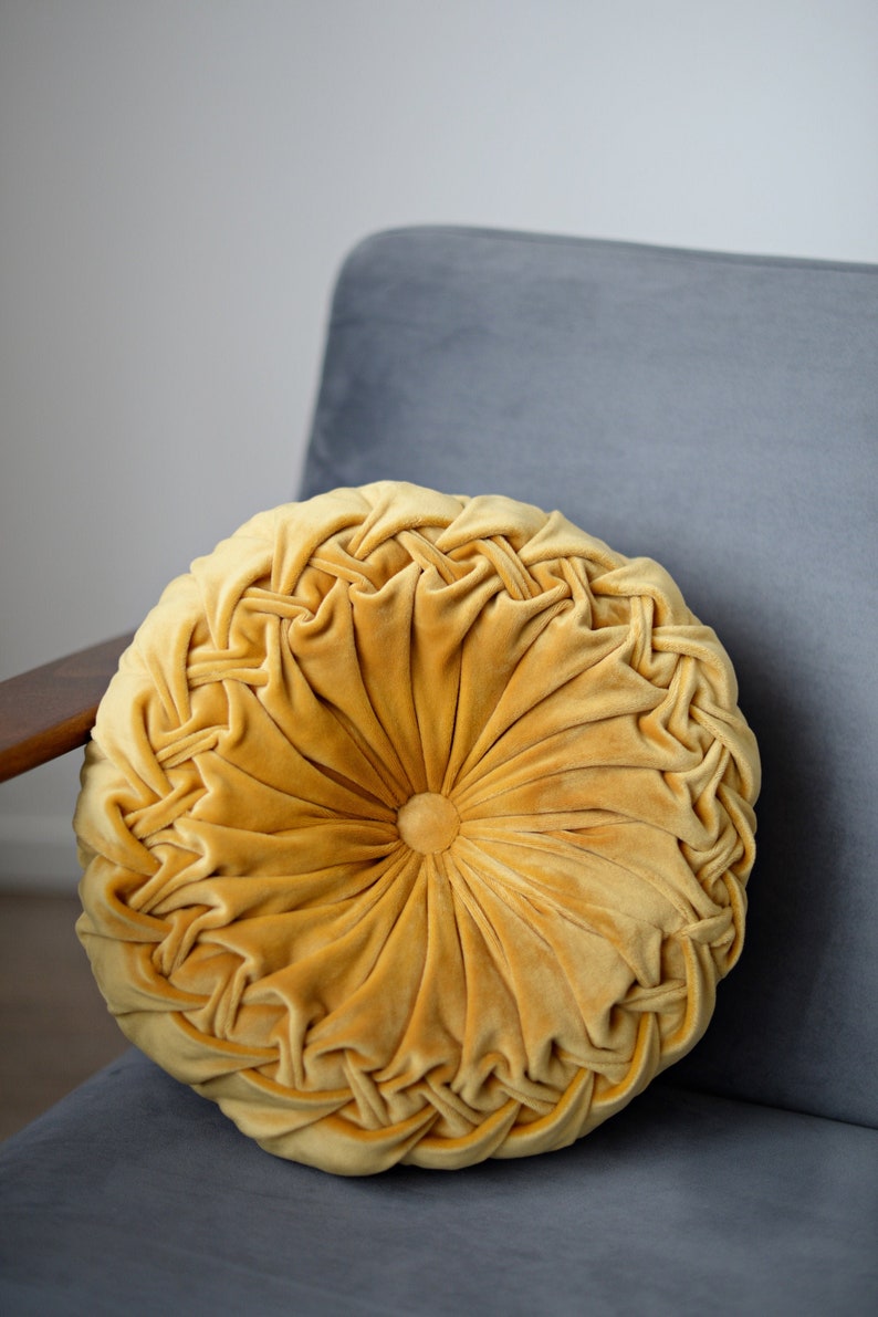 Yellow Round Pillow for Spring Inspiration Mustard Throw - Etsy
