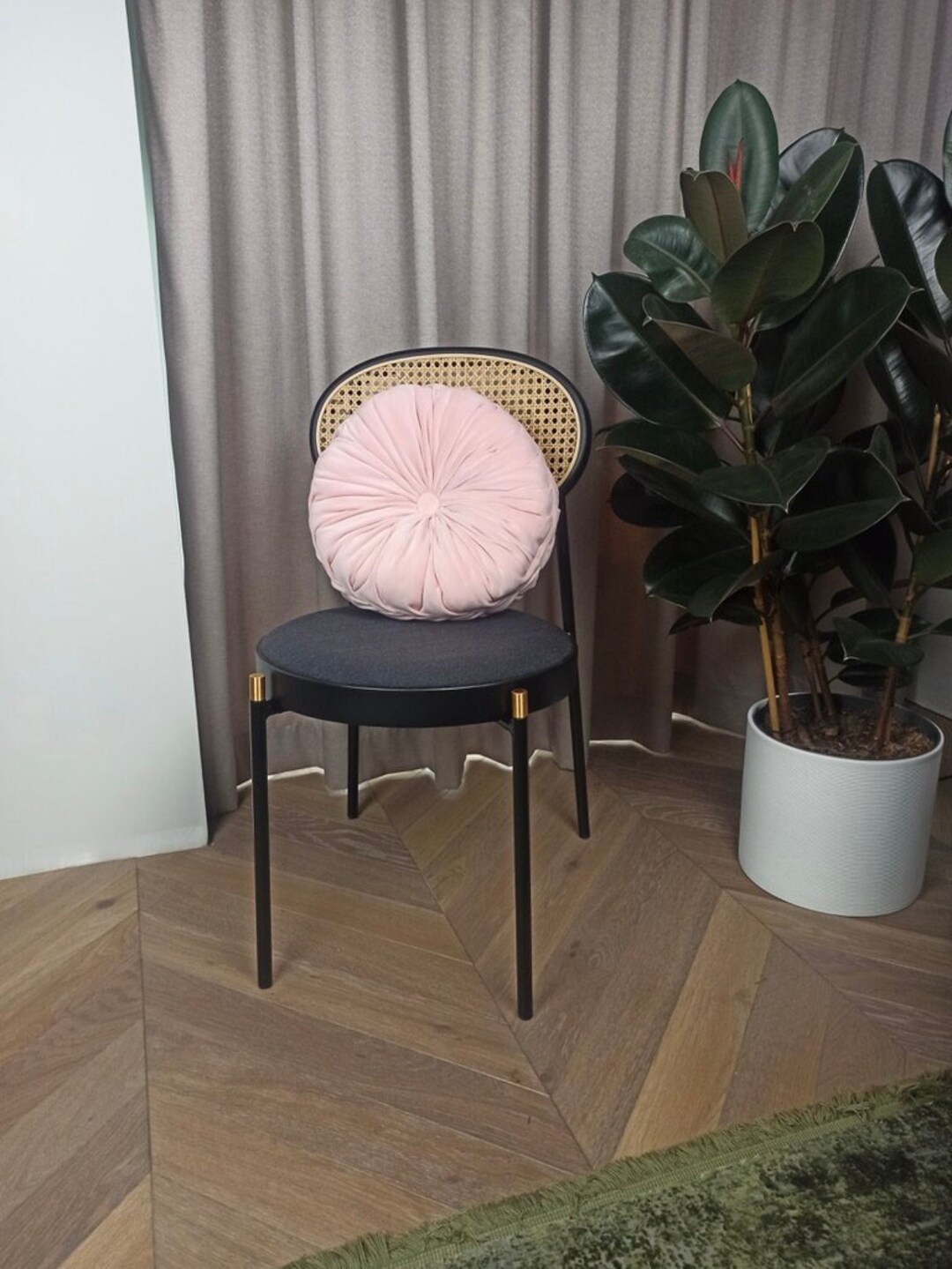 Rose Pink Velvet Pintuck Pillow: Round Sofa Accent Cushion - Etsy