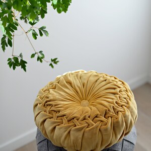 Yellow Round Pillow for Spring Inspiration, Mustard Throw Circle Pillow ...