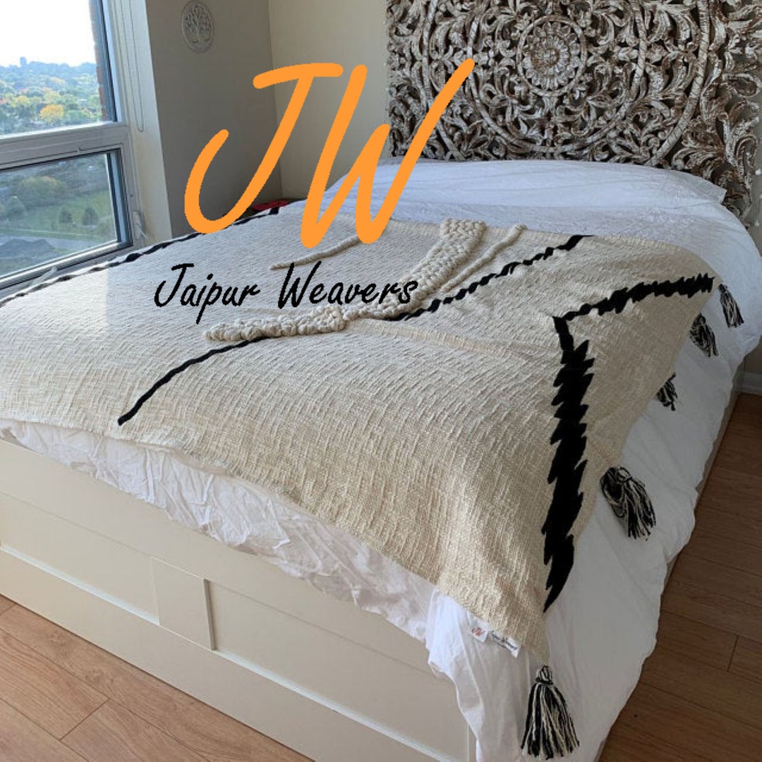 Exclusively Tufted and Embroidered Handmade Cotton Throw Boho - Etsy