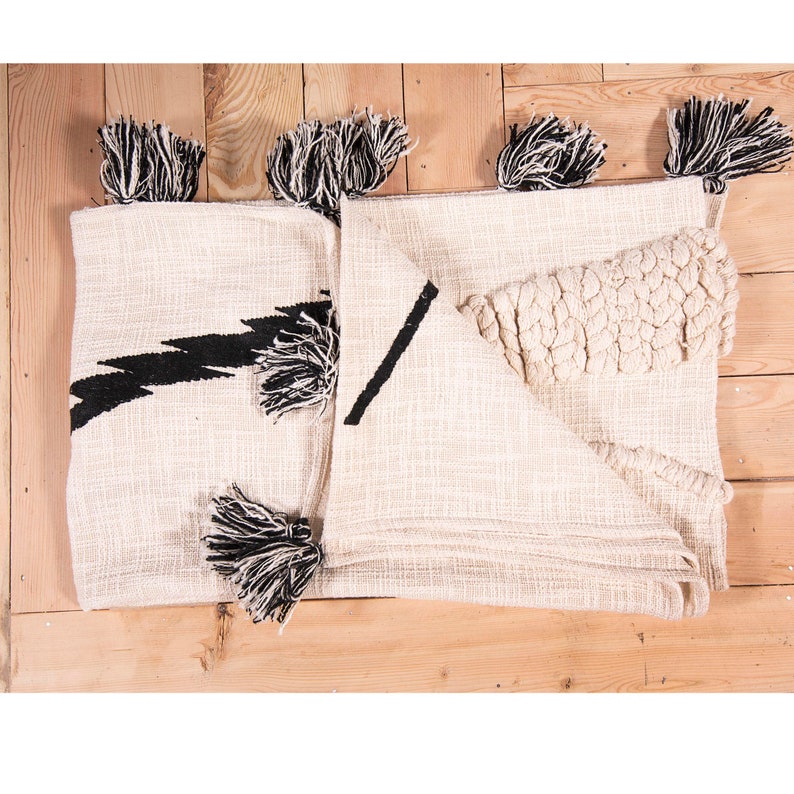 Exclusively Tufted and Embroidered Handmade Cotton Throw Boho | Etsy