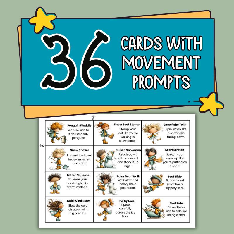 Winter Movement Cards – 36 Printable Gross Motor Activities (digital ...