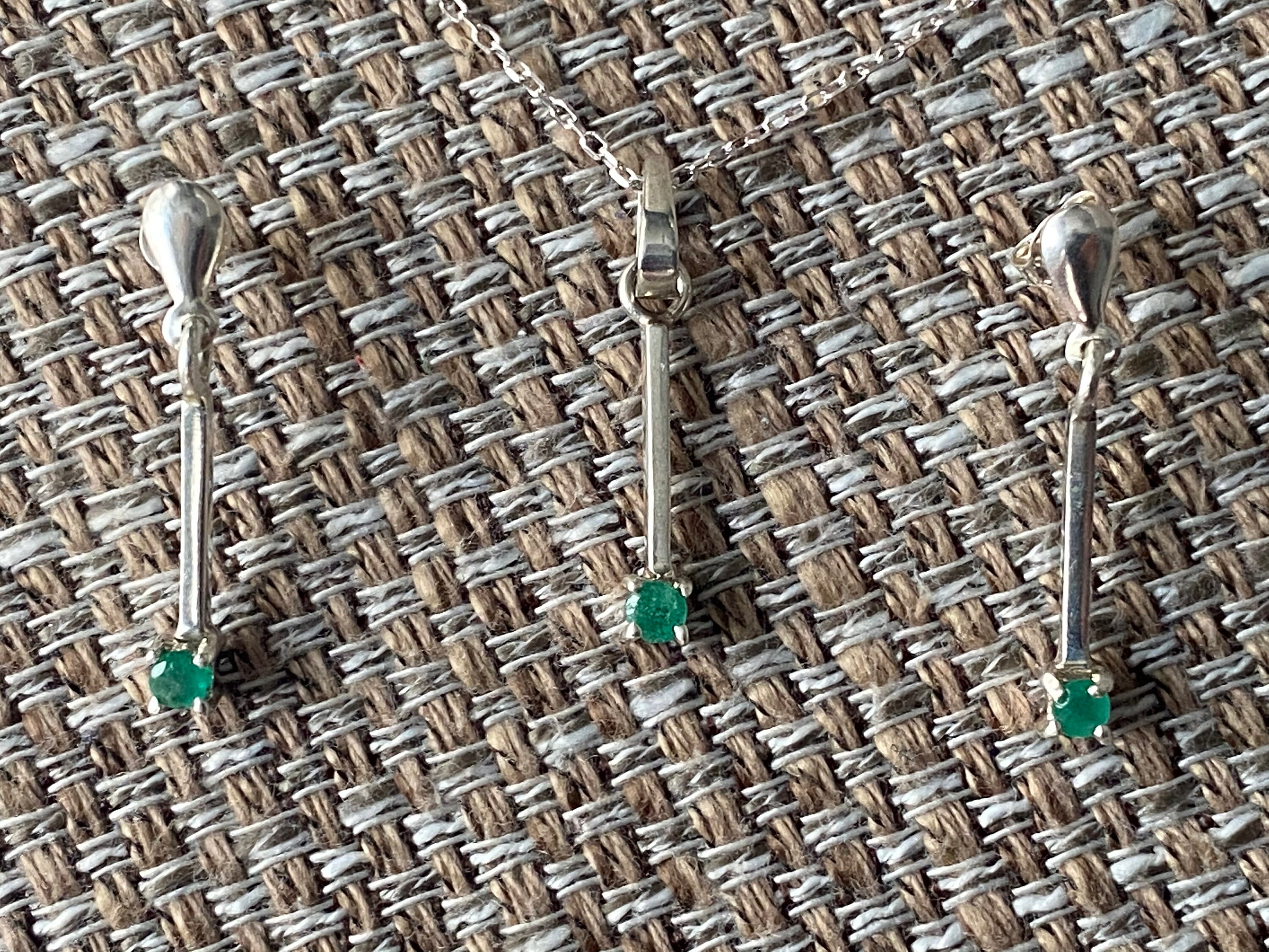 Genuine Colombian set emerald pendant necklace and | Etsy