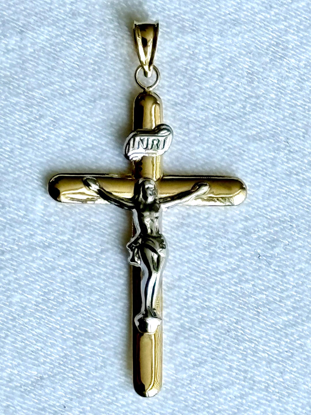 14K Solid Gold Hollow Tube Cross Pendant - Etsy