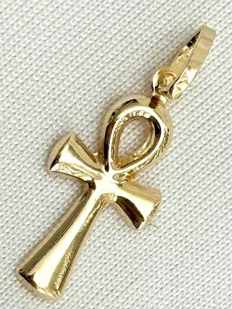 14K Solid Gold Ankh Cross Pendant 25 Mm Length - Etsy