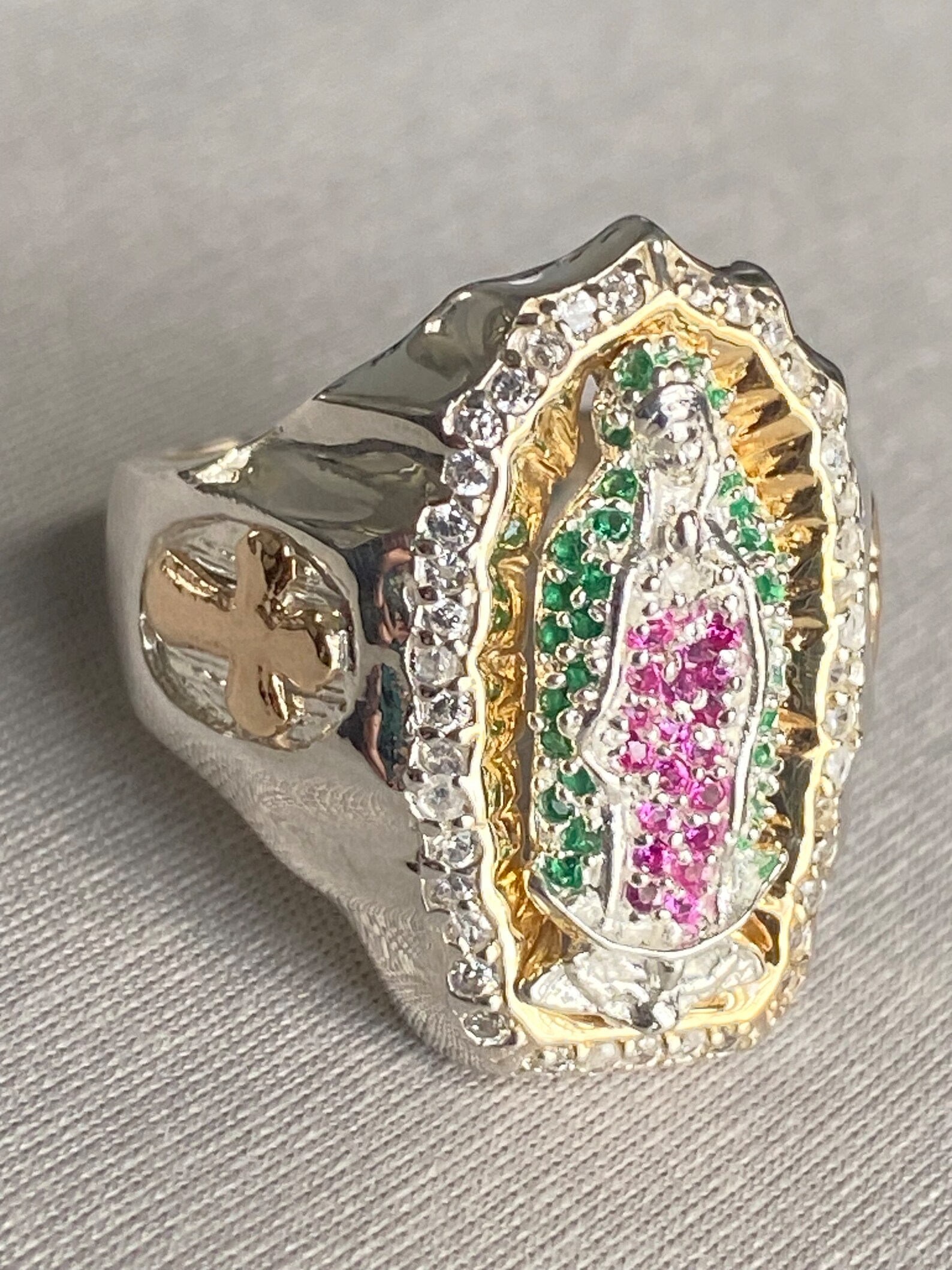 Ring Virgen De Guadalupe, Silver 925 and 10K Gold Laminated, Size 8 to ...