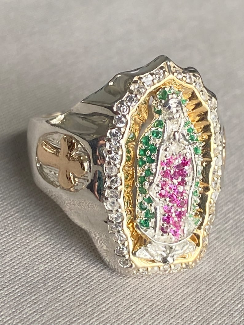 Ring Virgen De Guadalupe, Silver 925 and 10K Gold Laminated, Size 8 to ...