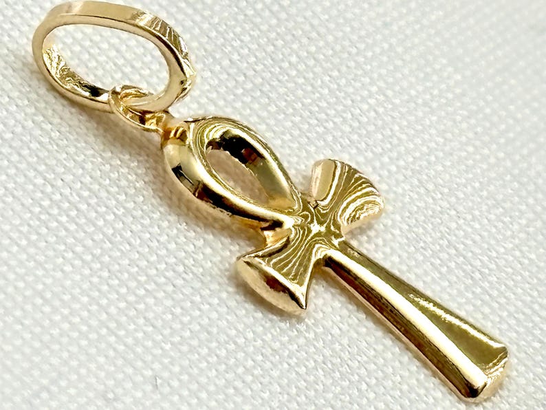 14K Solid Gold Ankh Cross Pendant 25 Mm Length - Etsy