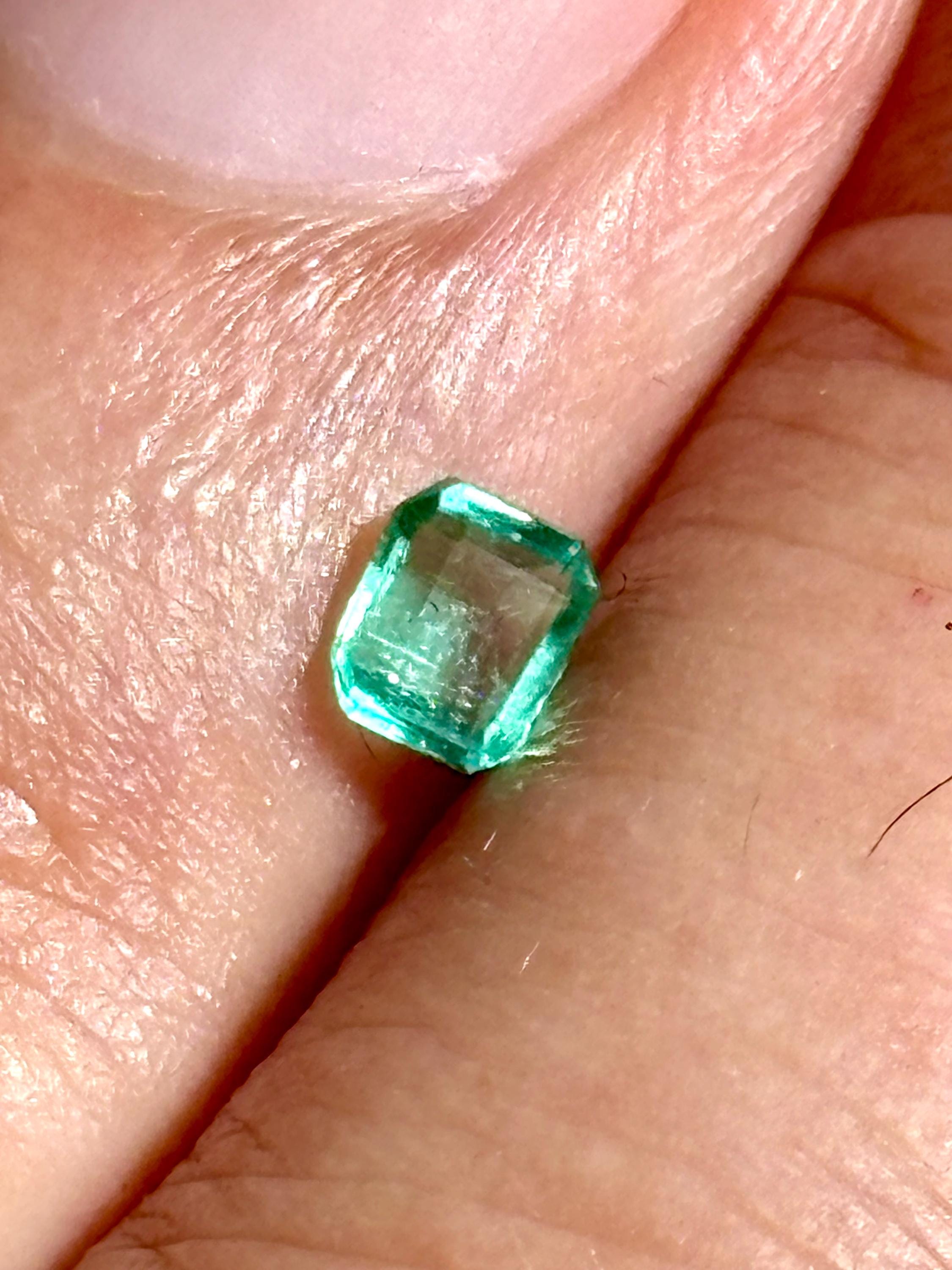 0.160 Cts, Genuine Colombian Emerald Cut, Loose Gemstone, Natural ...
