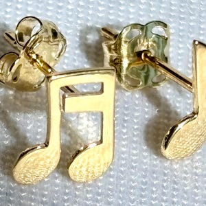 14K Solid Real Gold Earrings Music Note Earrings • Push Back - Etsy