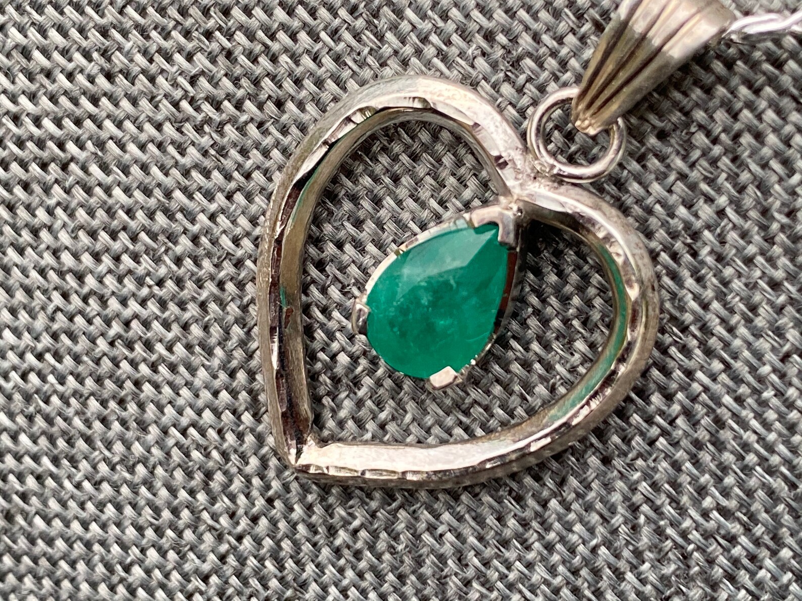 Colombian teardrop shape emerald pendant silver 925 real | Etsy