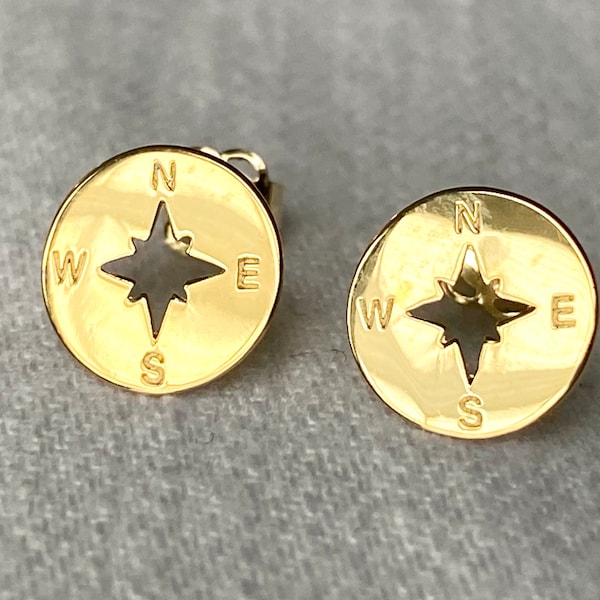 Solid Gold Compass Earrings - Etsy