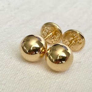 18k Solid Real Gold Earrings: Ball Earrings • Screw Back 6mm - Etsy