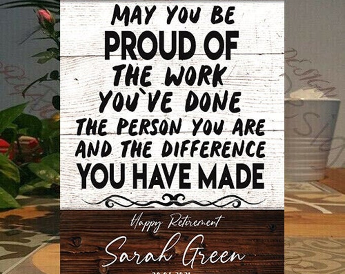Personalised, Happy Retirement Plaque, Retirement Gift Idea for Co ...