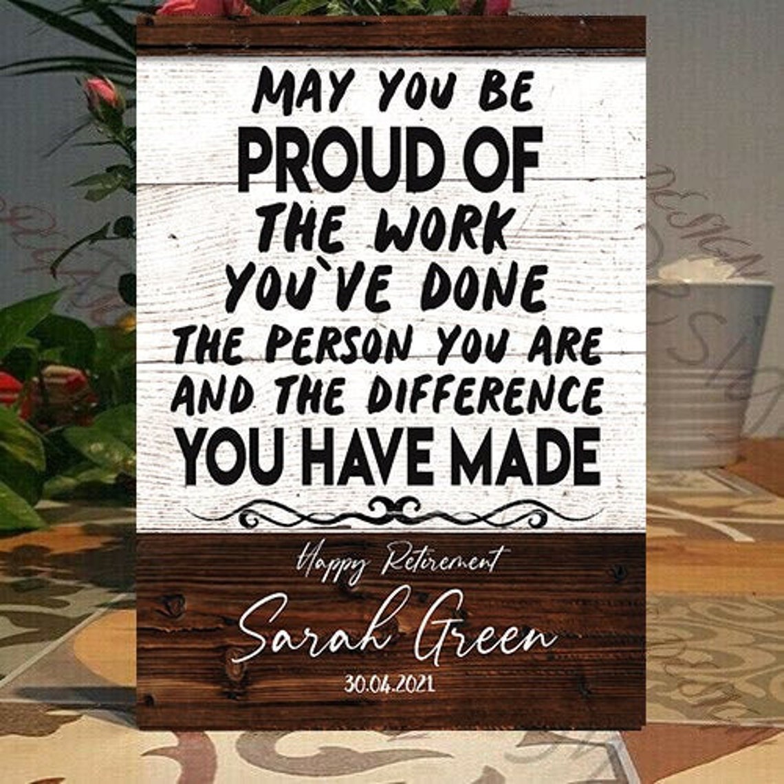 Personalised, Happy Retirement Plaque, Retirement Gift Idea for Co ...