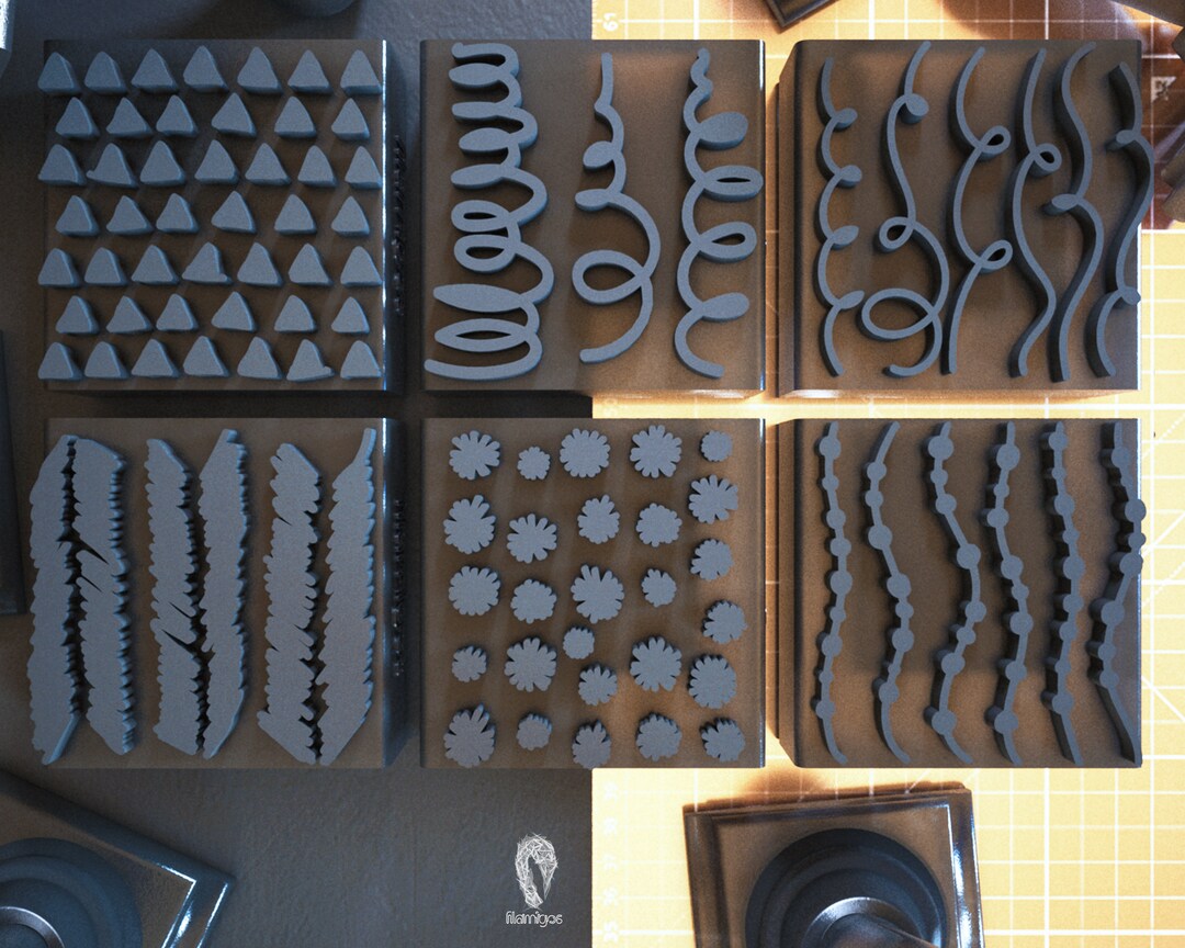 Polymer Clay Stamps • Stamps for Clay • Texture Stamps / Doodle 04 ...