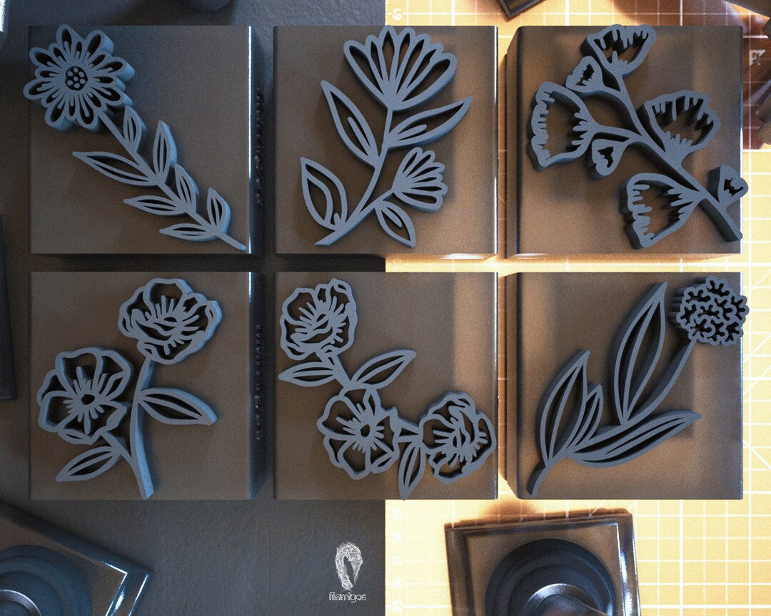 Floral Clay Stamps, Flower Polymer Clay Stamps, Botanical Clay Stamp ...