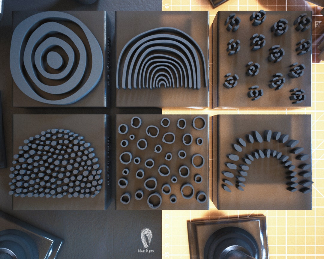 Polymer Clay Stamps • Stamps for Clay • Texture Stamps / Doodle 03 ...