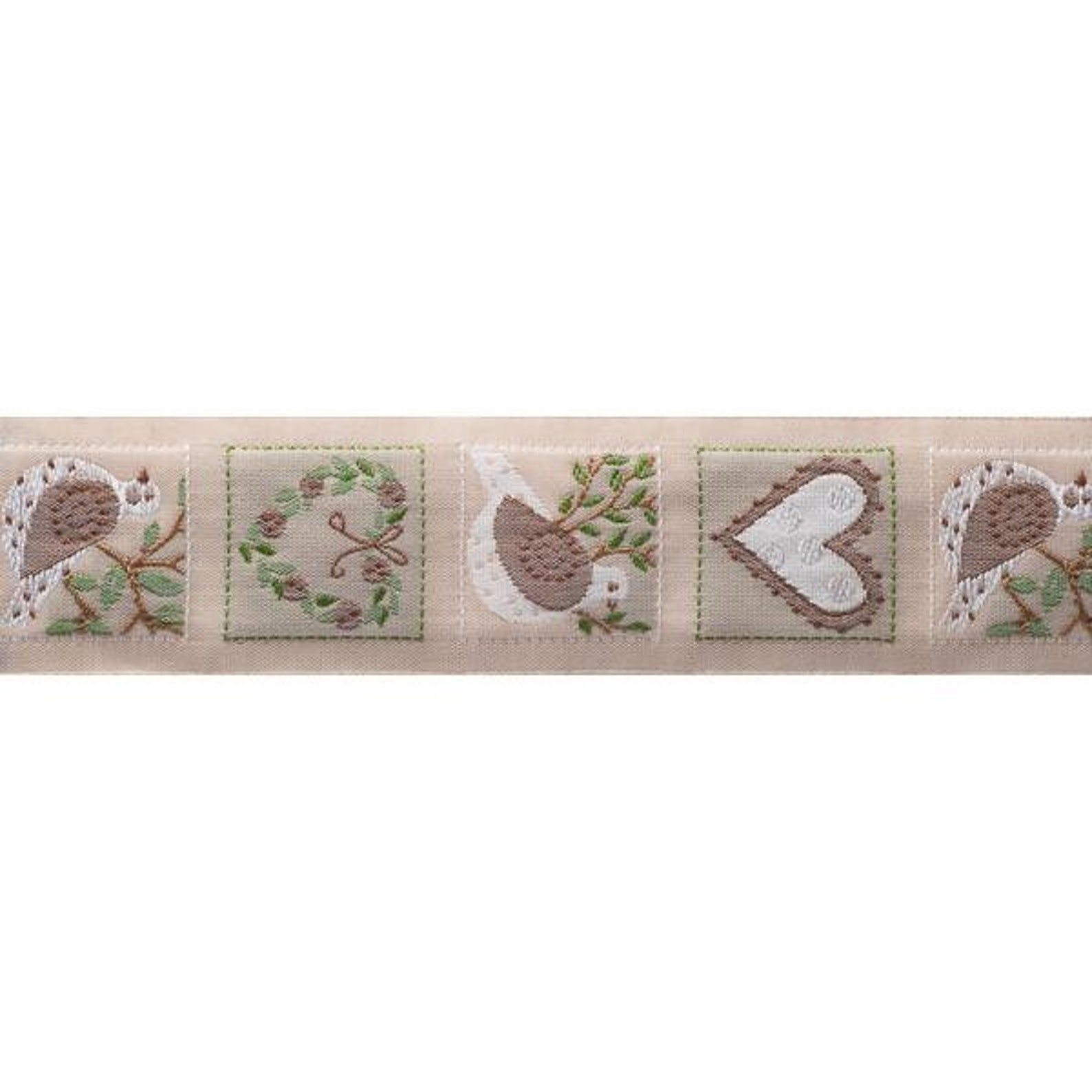Renaissance Ribbons - Dove Heart - Neutral 30mm (sold in Half Meter ...