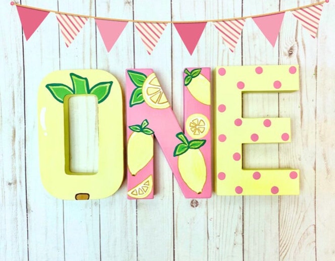 Pink Lemonade Birthday Party Letters, ONE Birthday Letters, Lemonade ...