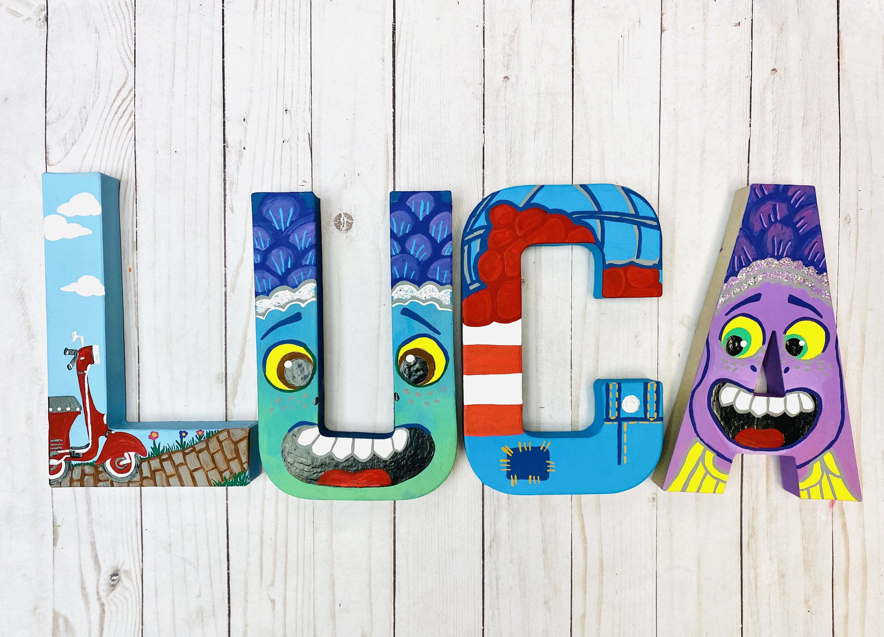 Luca Birthday Party Letters: Hand-painted Sea Monster Nursery Decor - Etsy