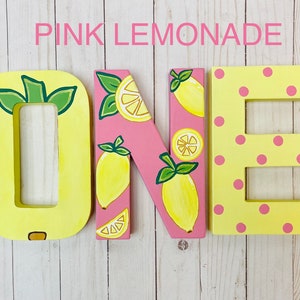 Pink Lemonade Birthday Party Letters, ONE Birthday Letters, Lemonade ...