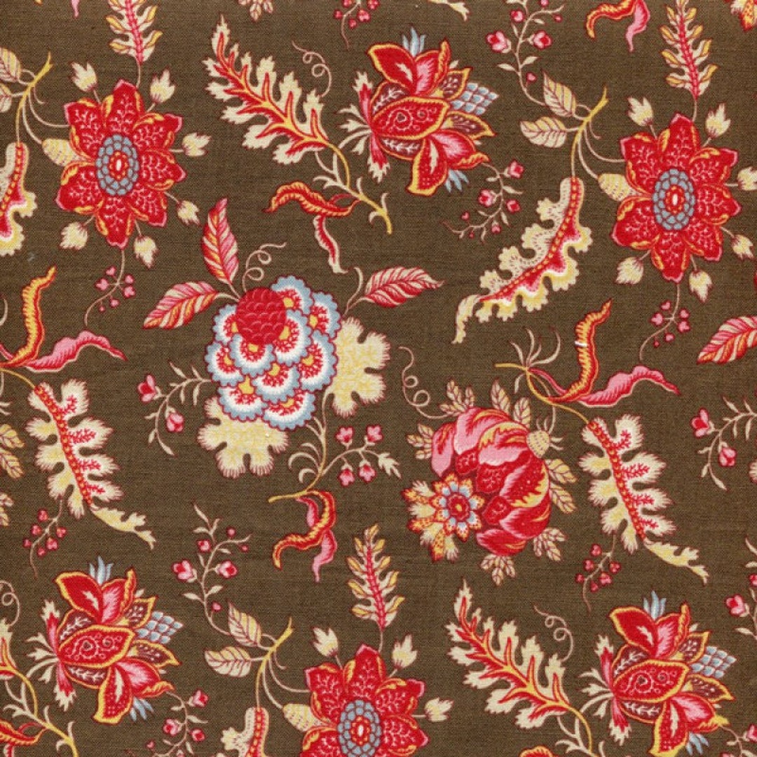 Dutch Heritage Chintz Cotton Fabric- Brown 1022 - Etsy