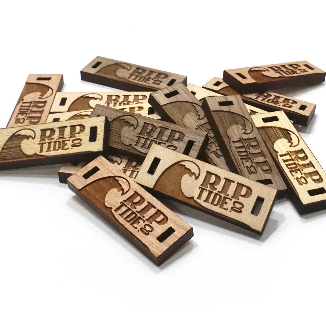 Custom Wood Rectangle Tags 1.5 X .5 Inch Side Slit Holes Wooden Tag ...