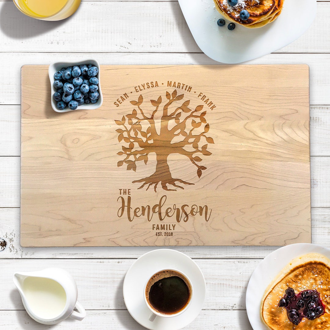 Custom Cutting Board Family Tree Laser Engraved Wood Chopping Block ...